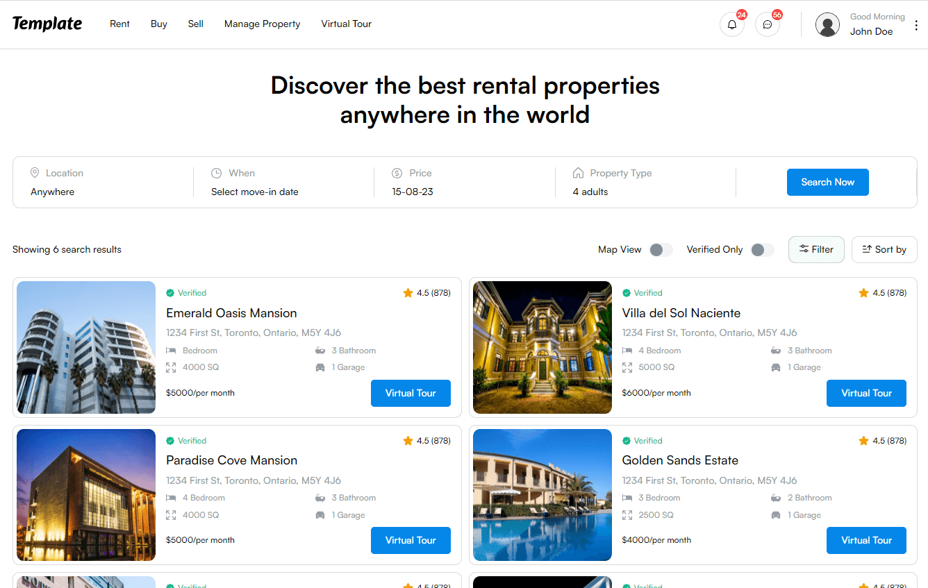 Property Rental Dashboard | Free Webflow Component